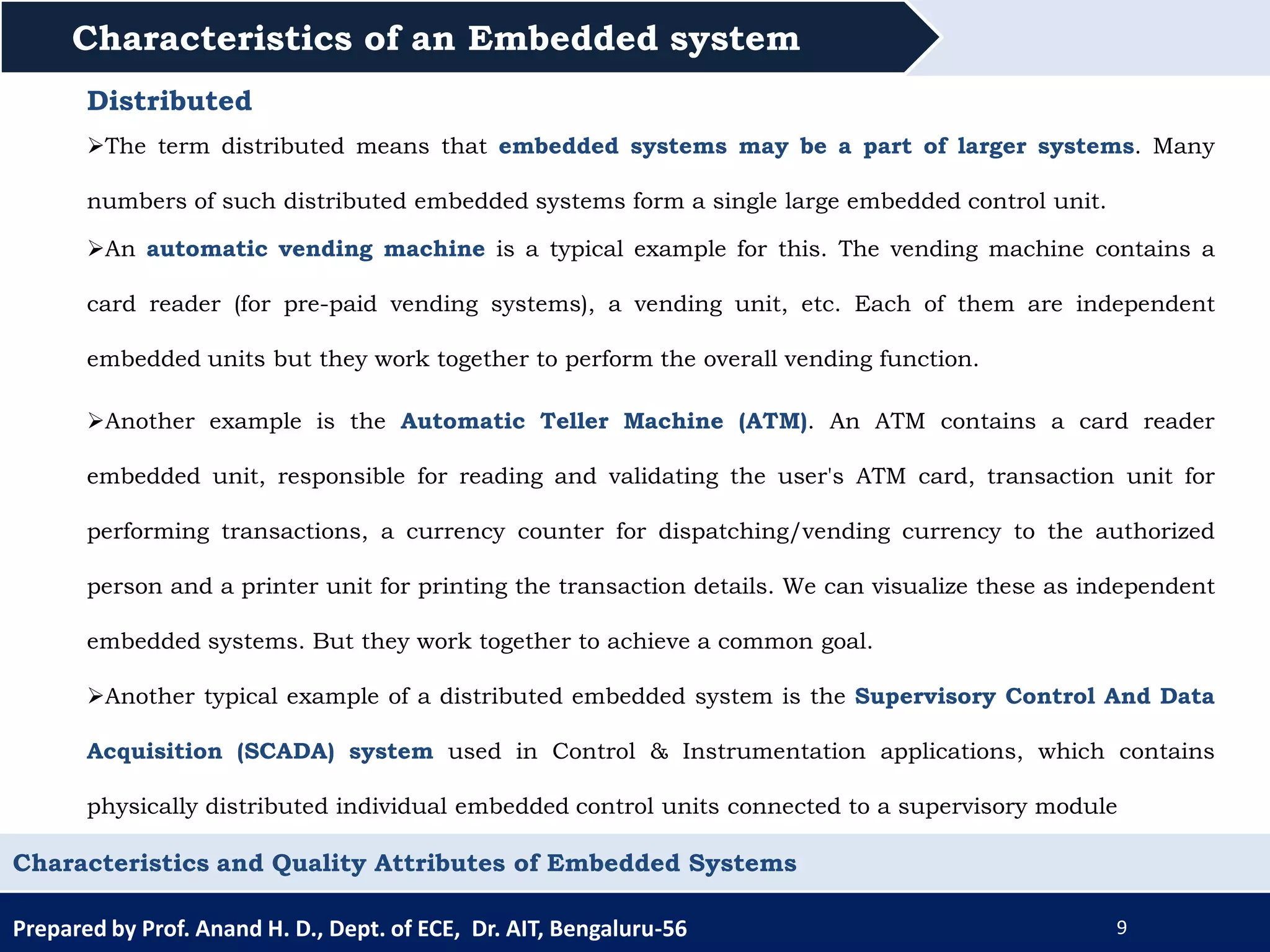 Characteristics and Quality Attributes of Embedded System | PDF