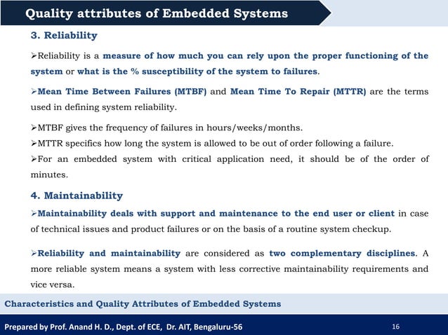 Characteristics and Quality Attributes of Embedded System | PDF ...