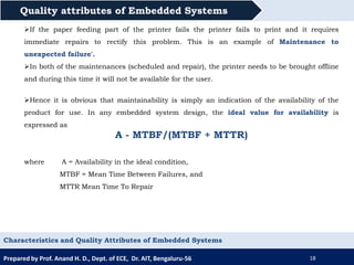 Characteristics and Quality Attributes of Embedded System | PDF