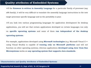 Characteristics and Quality Attributes of Embedded System | PDF