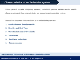 Characteristics and Quality Attributes of Embedded System | PDF