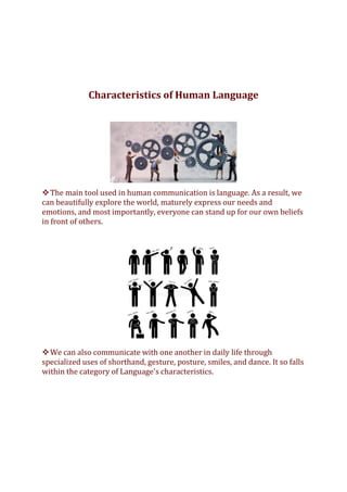 Language and Characteristics of Human Language | PDF