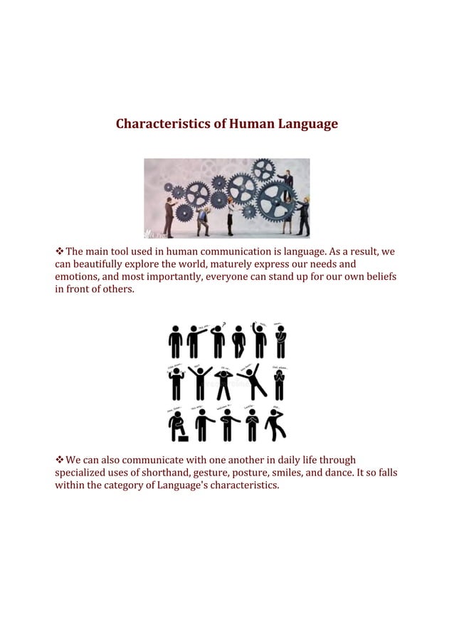 Language and Characteristics of Human Language | PDF