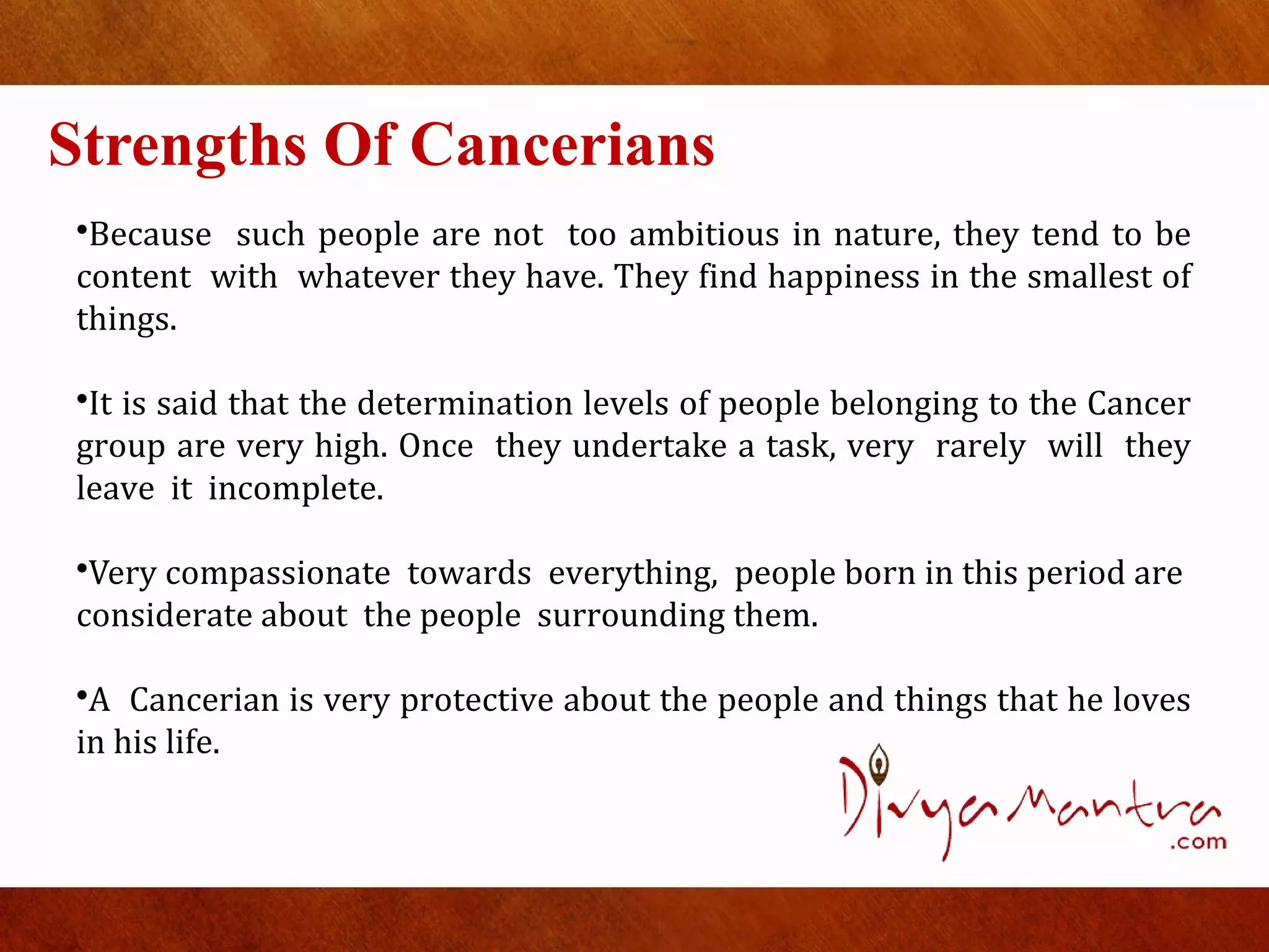 Characteristic traits of cancerians | PPT