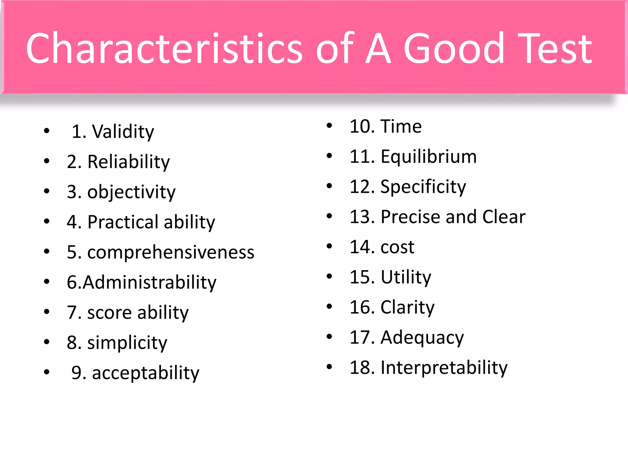 CHARACTERITICS OF GOOD TEST | PPT