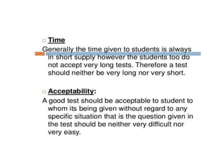 CHARACTERITICS OF GOOD TEST | PPT