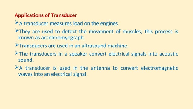Characteritics of Transducers,types,appl | PPT