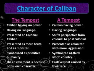 Characterization of the 'Caliban' in 'The Tempest' and 'A Tempest' | PPTX