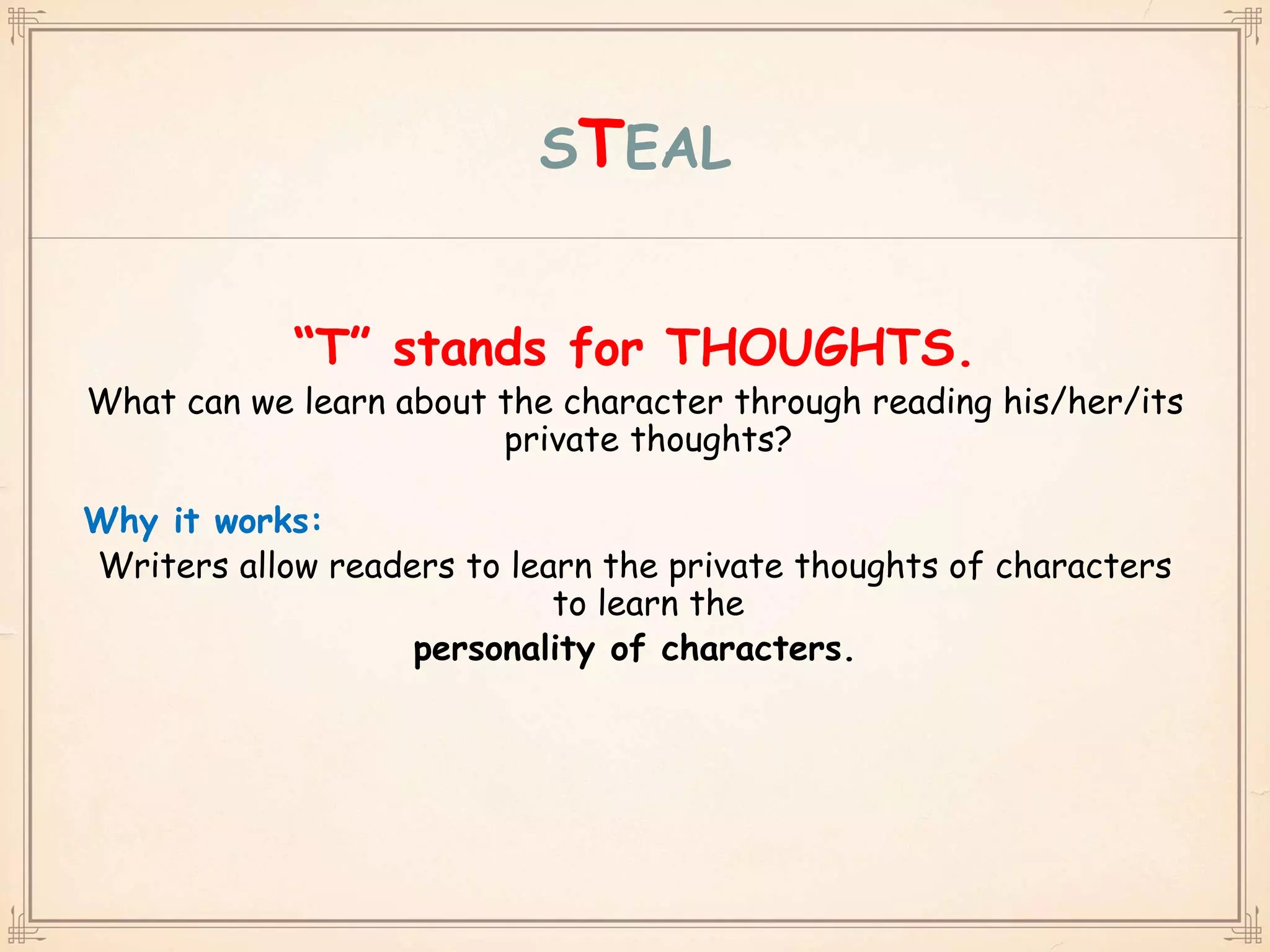 Characterization steal method | PPTX