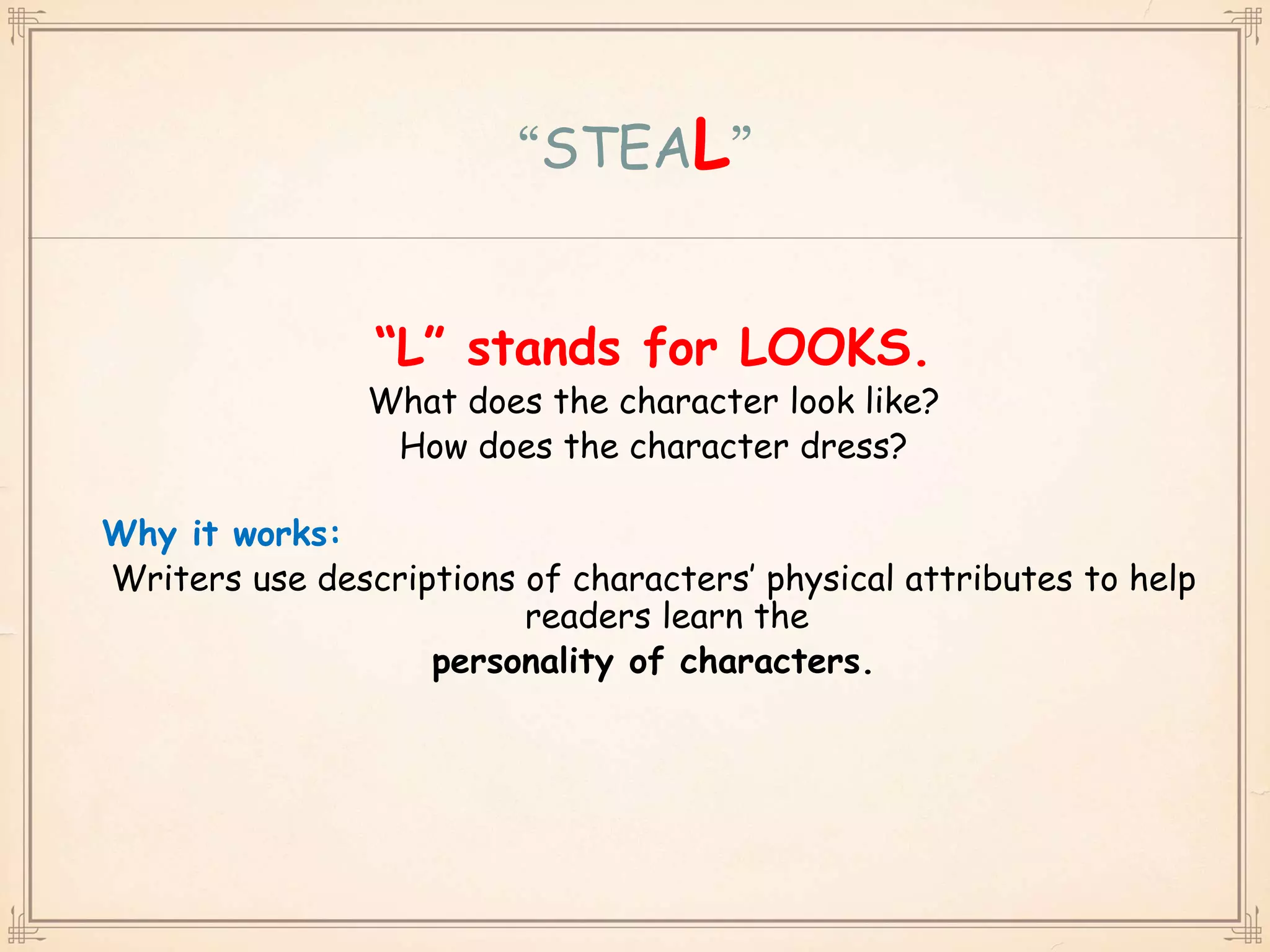 Characterization steal method | PPTX