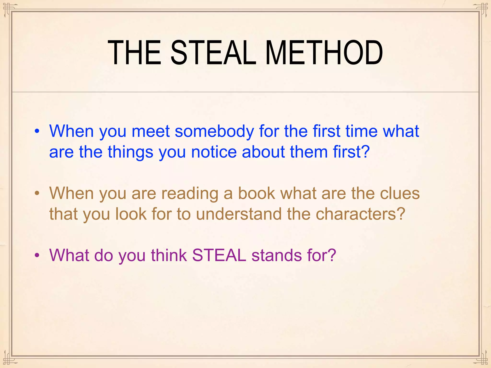 Characterization steal method | PPTX