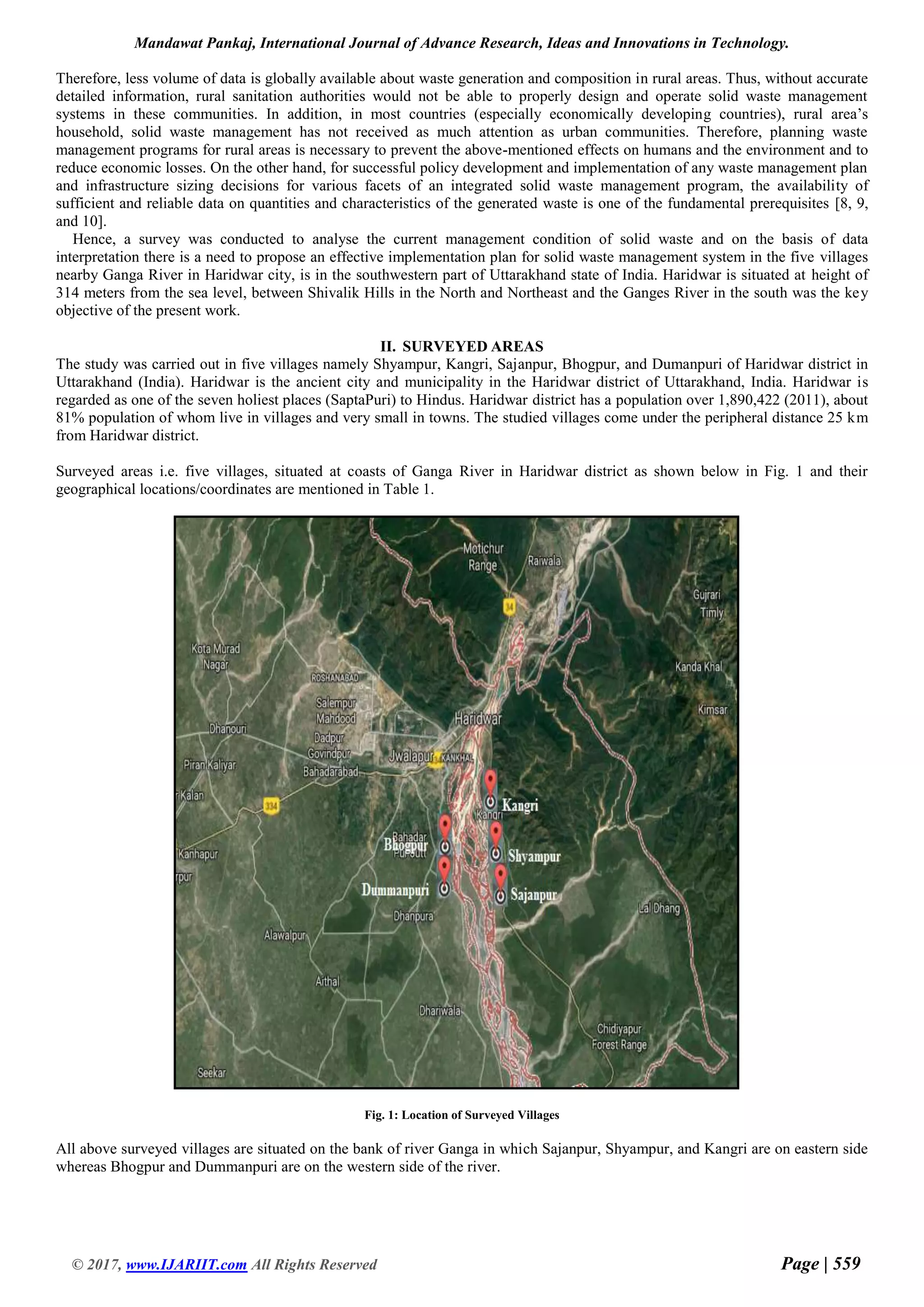 Characterization and quantization of solid waste in ganga villages of haridwar | PDF