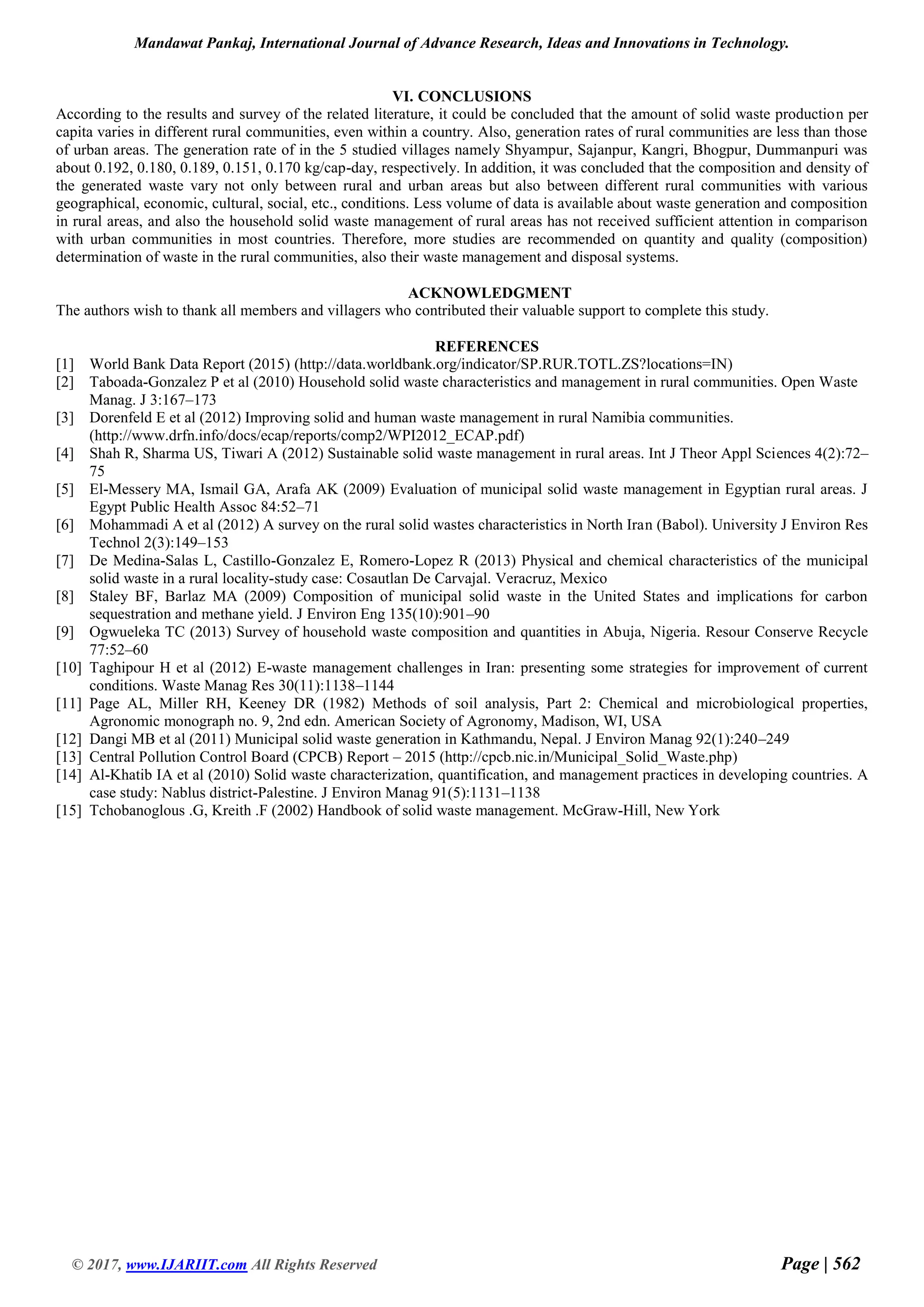 Characterization and quantization of solid waste in ganga villages of haridwar | PDF