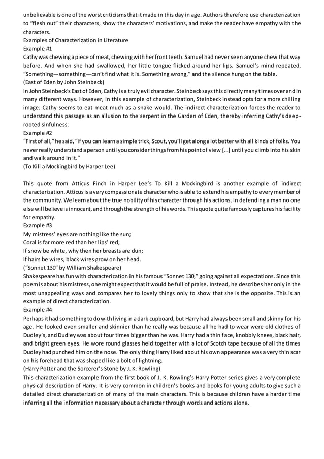 Characterization in literature | PDF