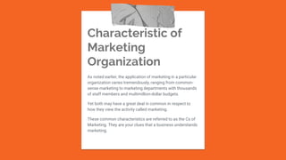 Characterization of a marketing organization | PPTX