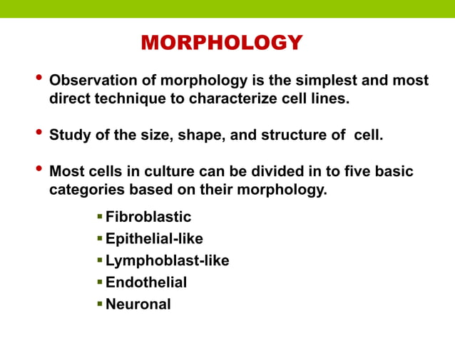 Characterization of cell line by Cell morphology, Chromosome analysis ...