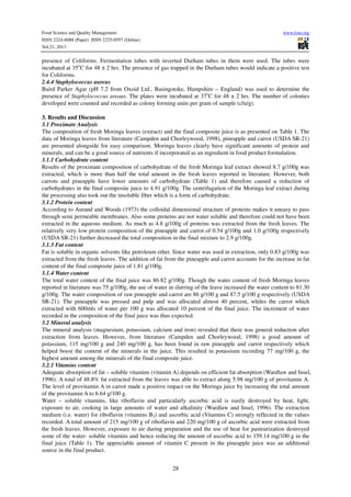 Characterization of fresh moringa oleifera beverage | PDF