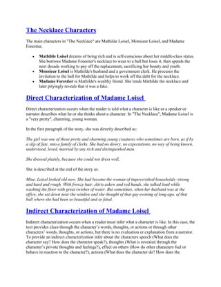 Characterization of Madam Loisel from The Necklace.docx