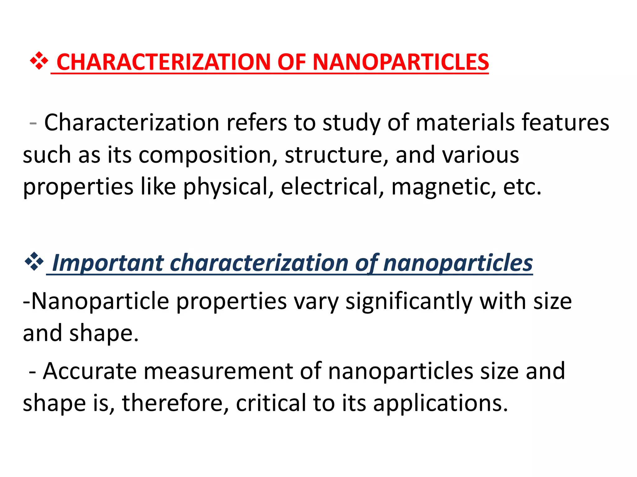 Characterization of nanopartical | PPTX