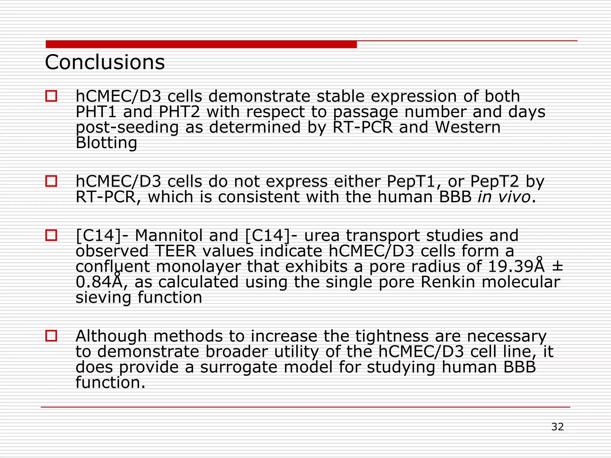 Characterization of novel human blood-brain barrier (hCMEC/d3) cell ...