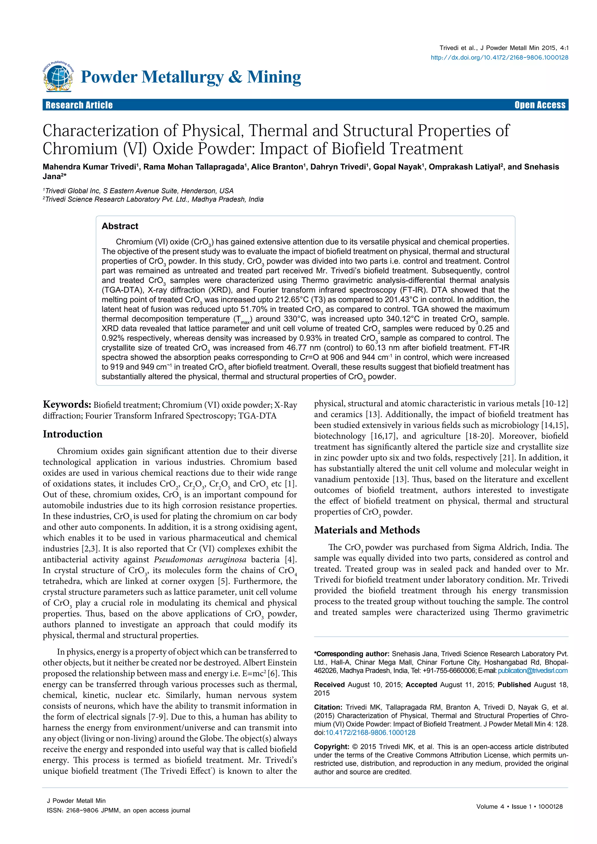 Characterization of Physical, Thermal and Structural Properties of ...