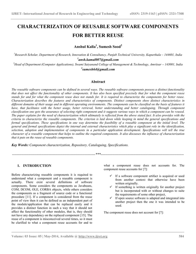Characterization Of Reusable Software Components For Better Reuse Pdf Operating Systems