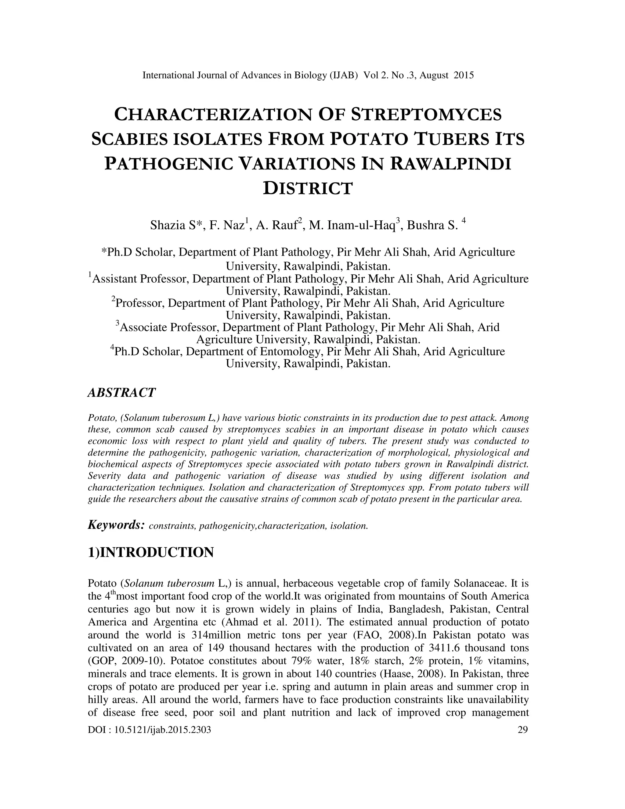CHARACTERIZATION OF STREPTOMYCES SCABIES ISOLATES | PDF