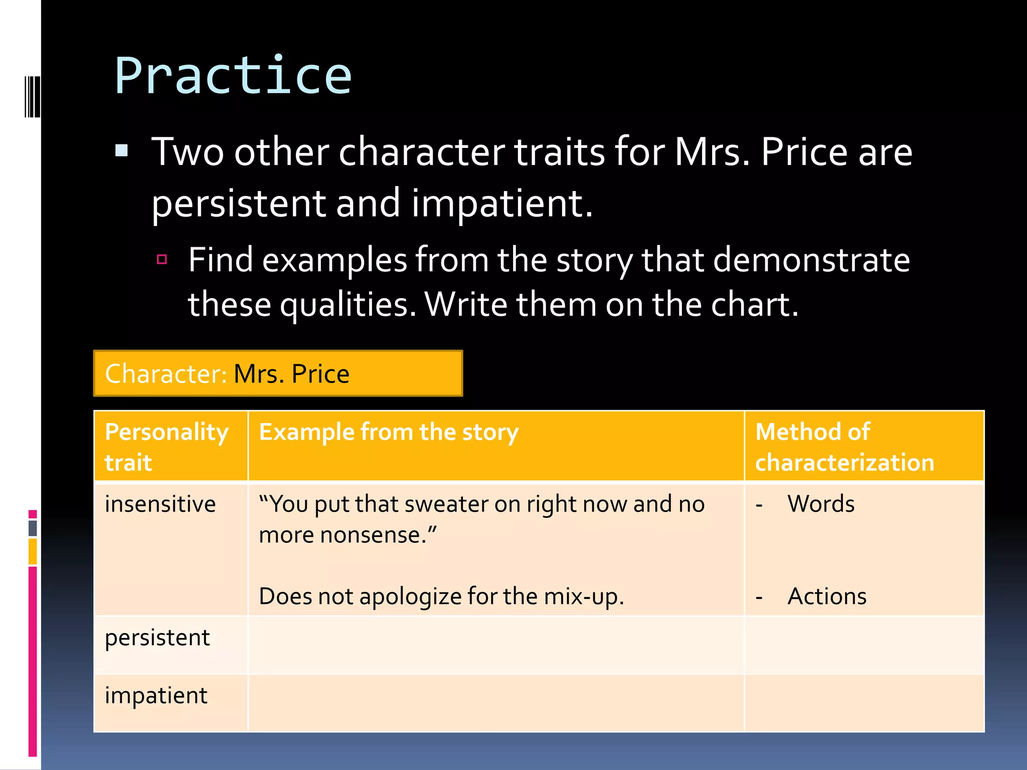 Characterization practice | PPTX
