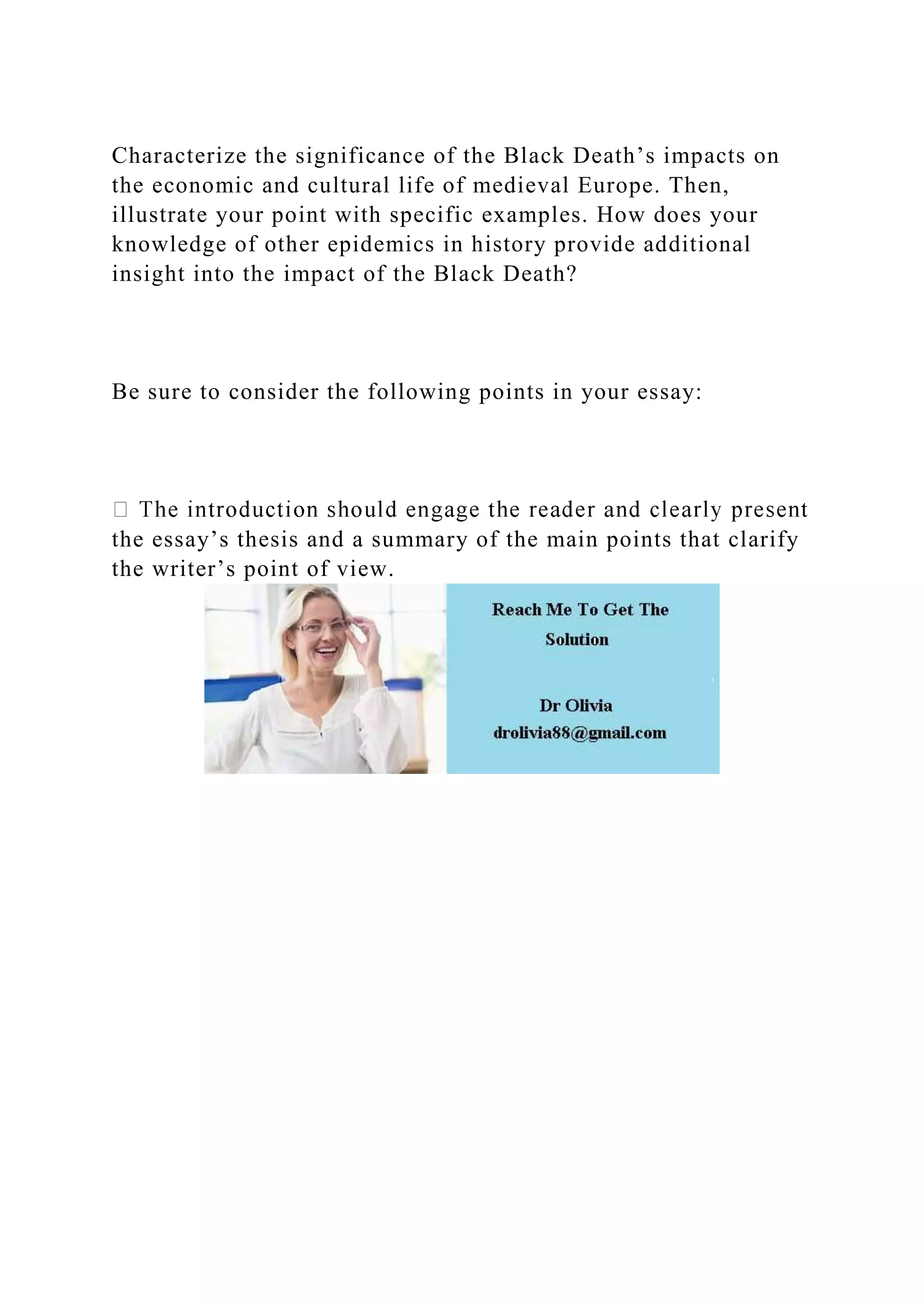 Characterize the significance of the Black Death’s impacts on the ec.docx