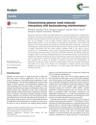 Characterizing aptamer small molecule interactions with back-scattering interferometry | PDF