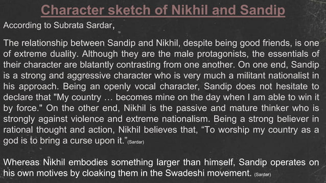 Characterizing Beliefs_ Sandip, Nikhil, and the Tagore-Gandhi Dichotomy.pptx