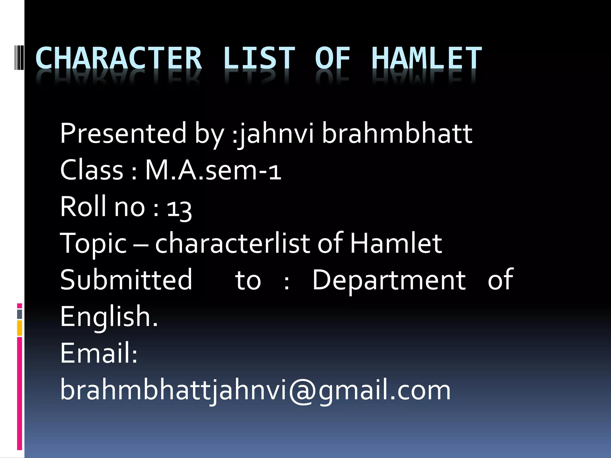 Character list of hamlet | PPT