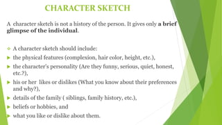 Character Maps and Character Sketches Std VIII | PPTX