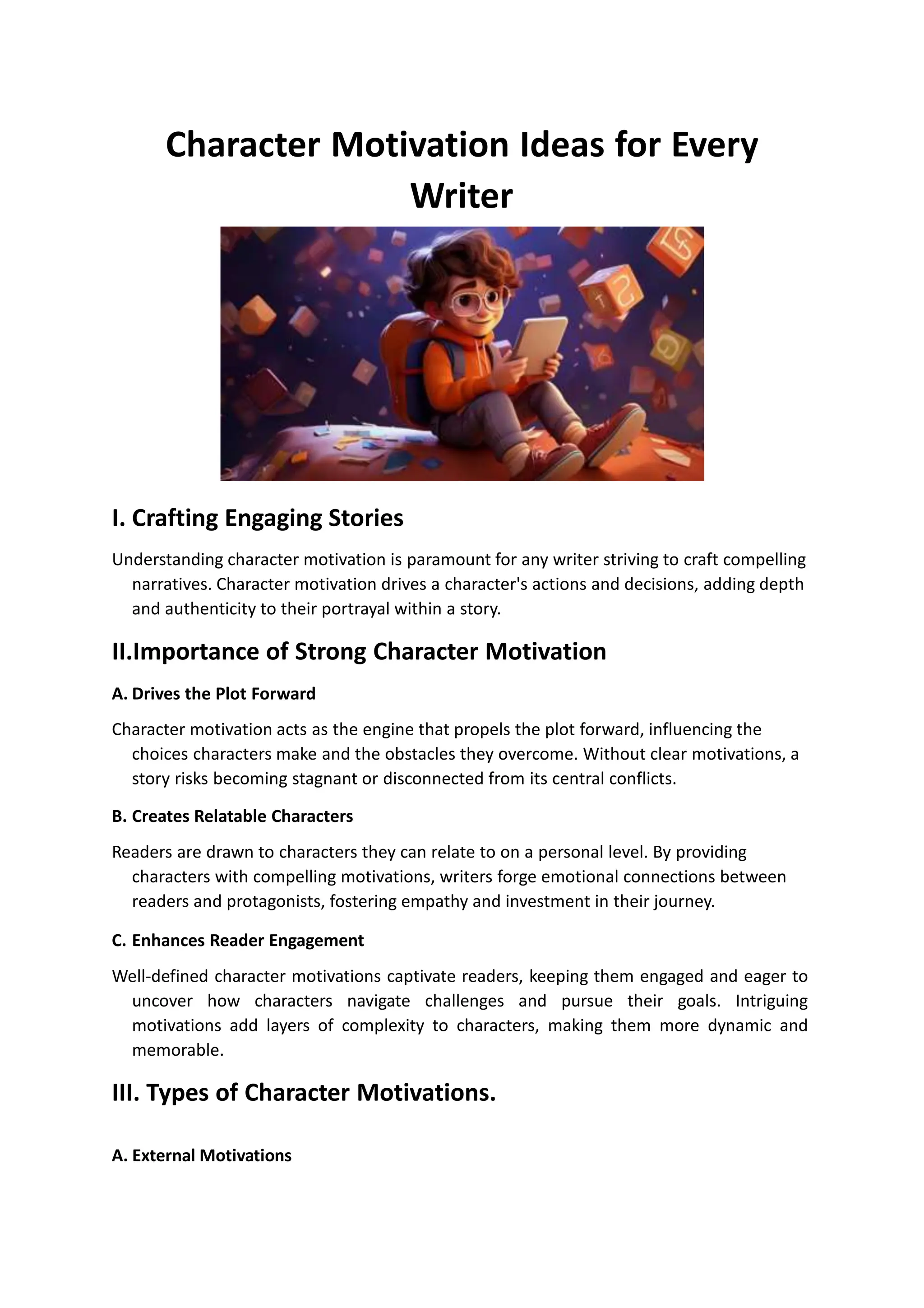 Character Motivation Ideas for Every Writer | PPT