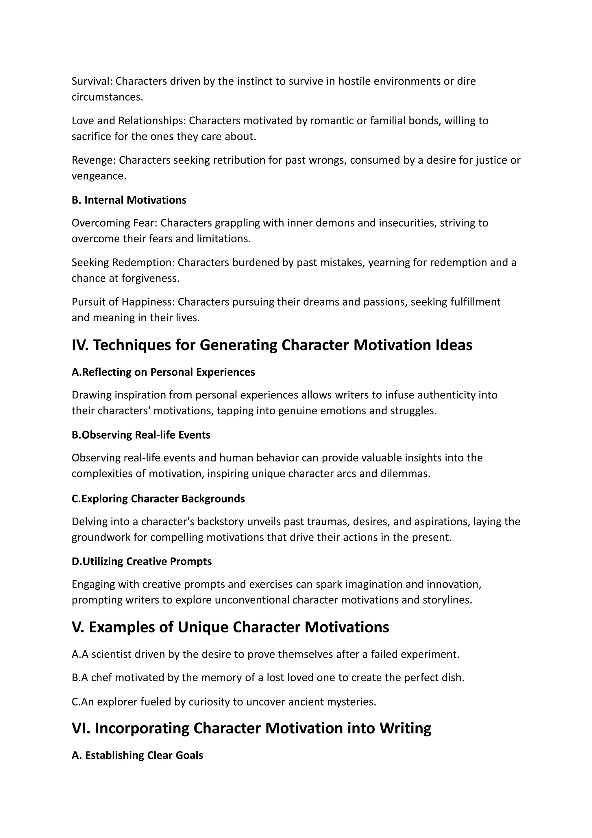 Character Motivation Ideas for Every Writer | PPT