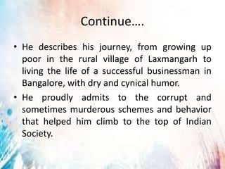 Character of Balram Halwai | PPTX