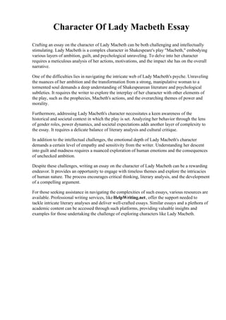 Character Of Lady Macbeth Essay.pdf