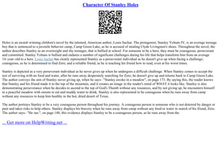 Character Of Stanley Holes | PPT