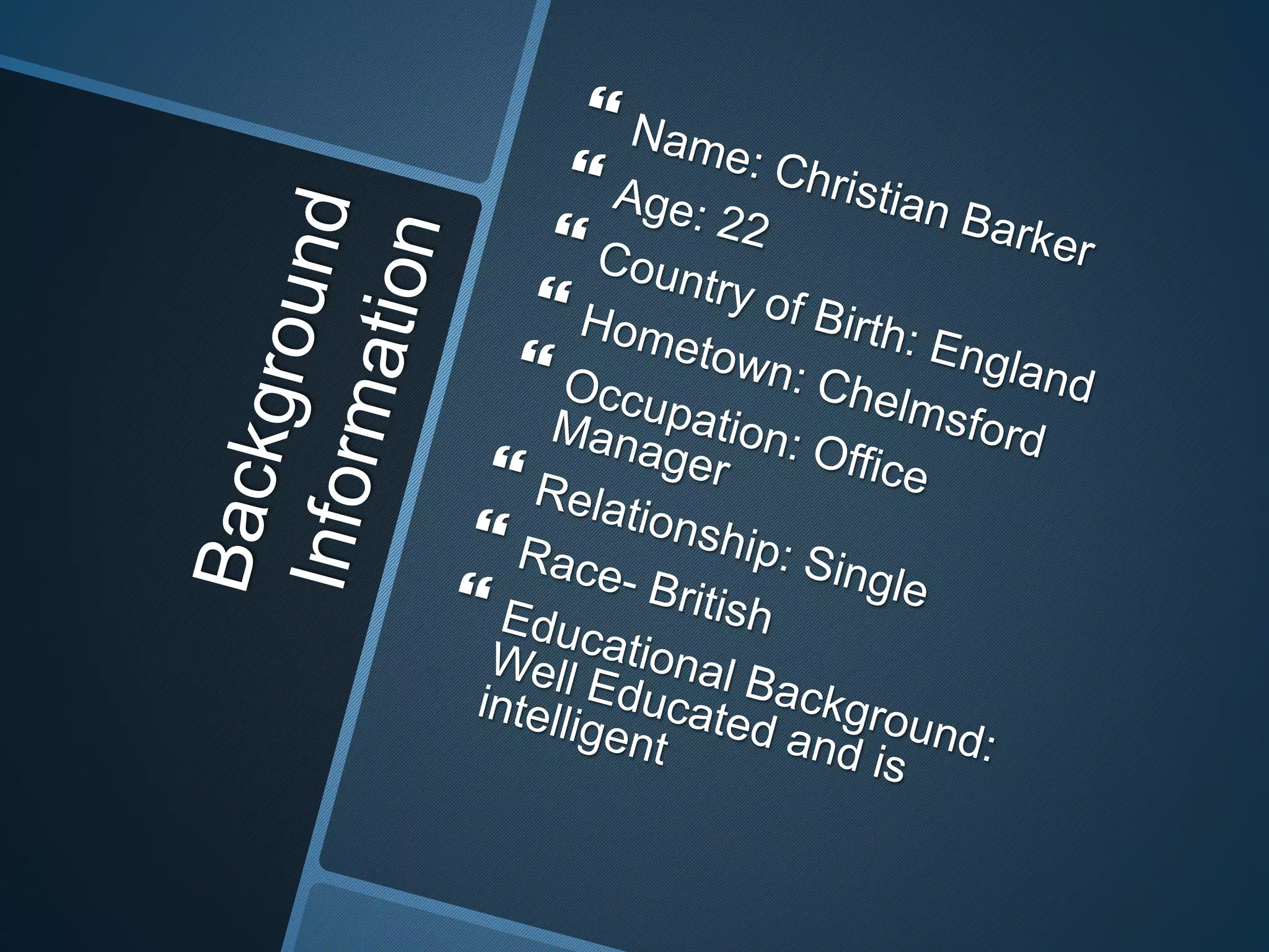 Character Profile: Christian Barker | PPTX