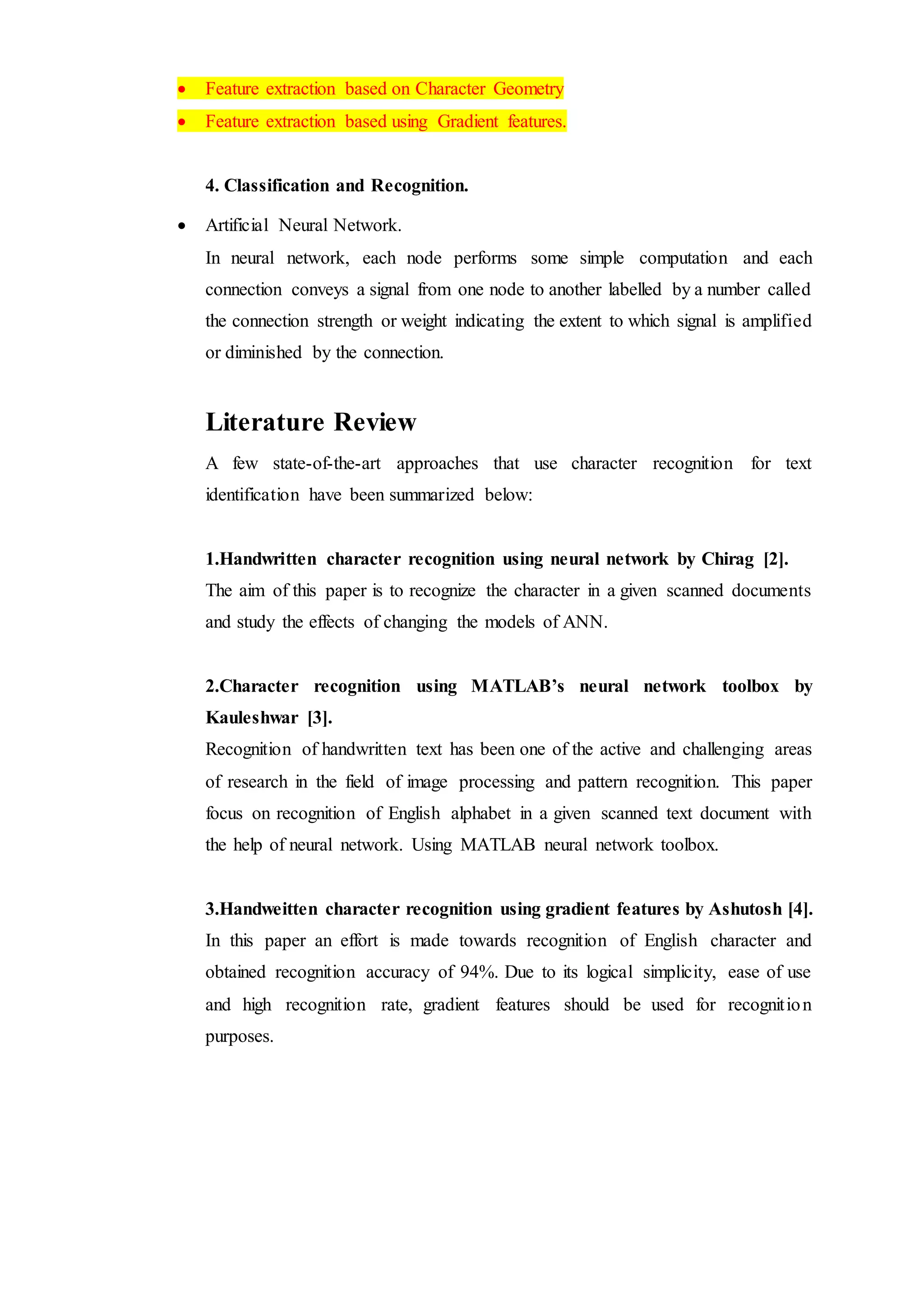 Character recognition project | PDF