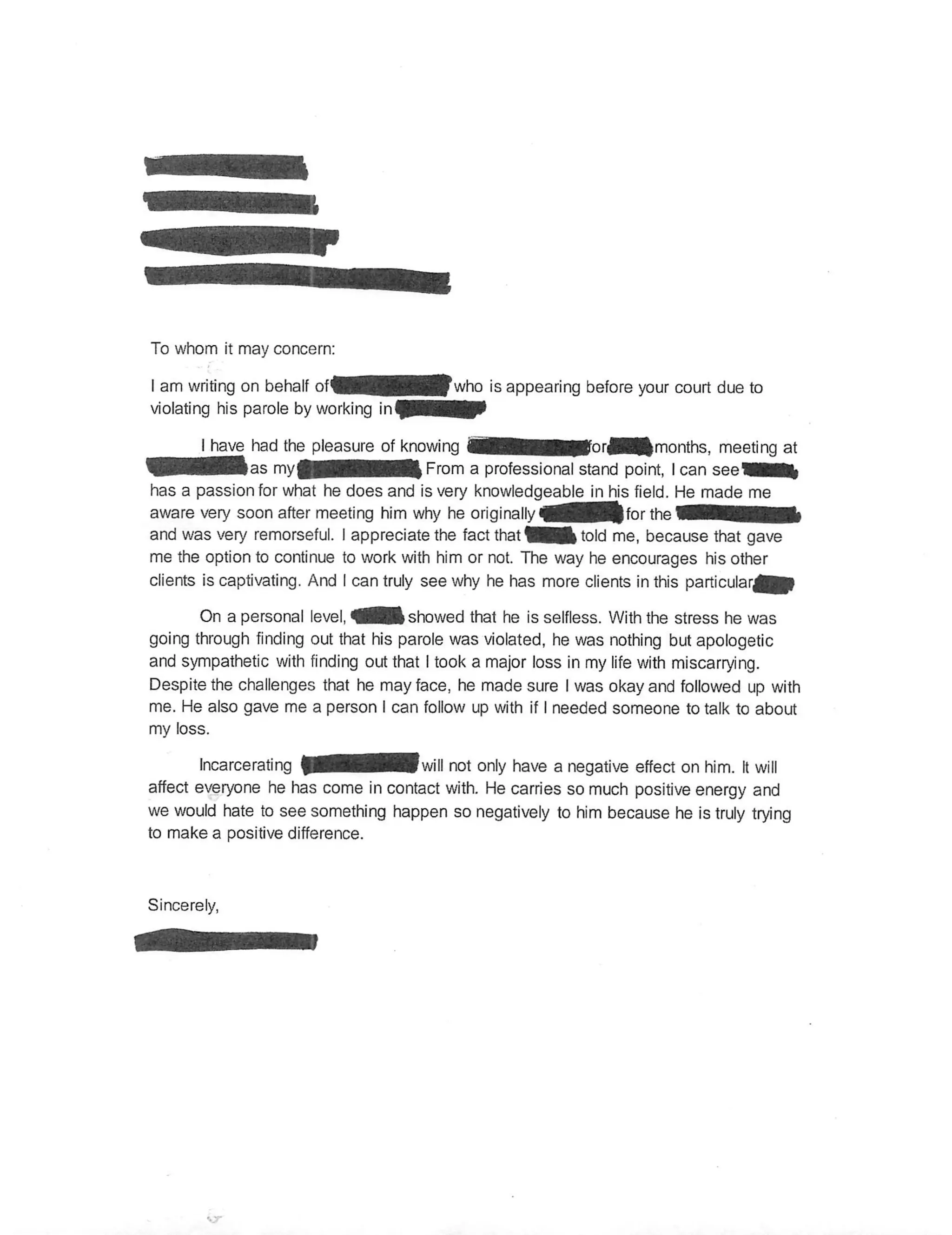 Character Reference Letters for a Pre-Pleading Investigation | PDF