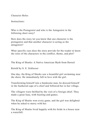 Character RolesInstructionsWho is the Protagonist and who.docx