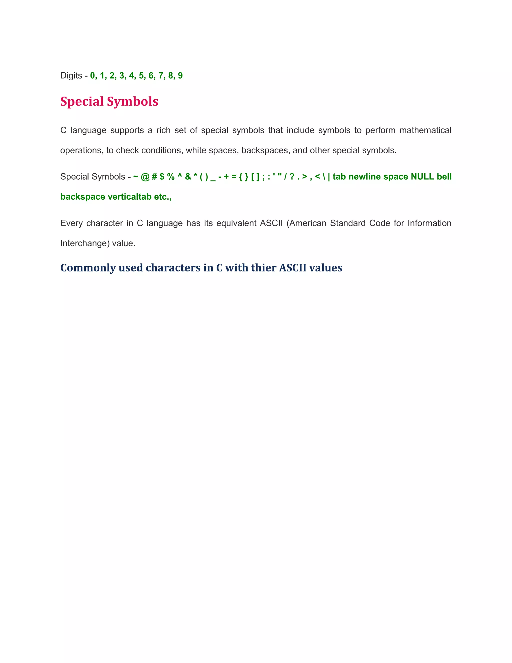 Character set in c | PDF