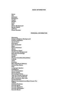 Character Sheet | PDF