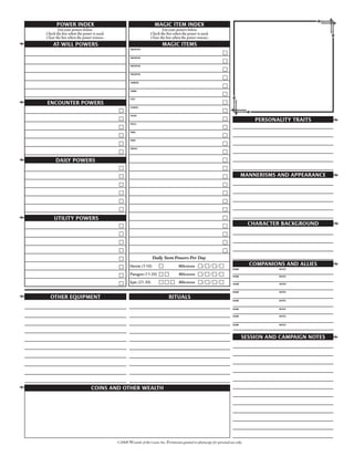 Character Sheet | PDF | Roleplaying Games | Games and Puzzles