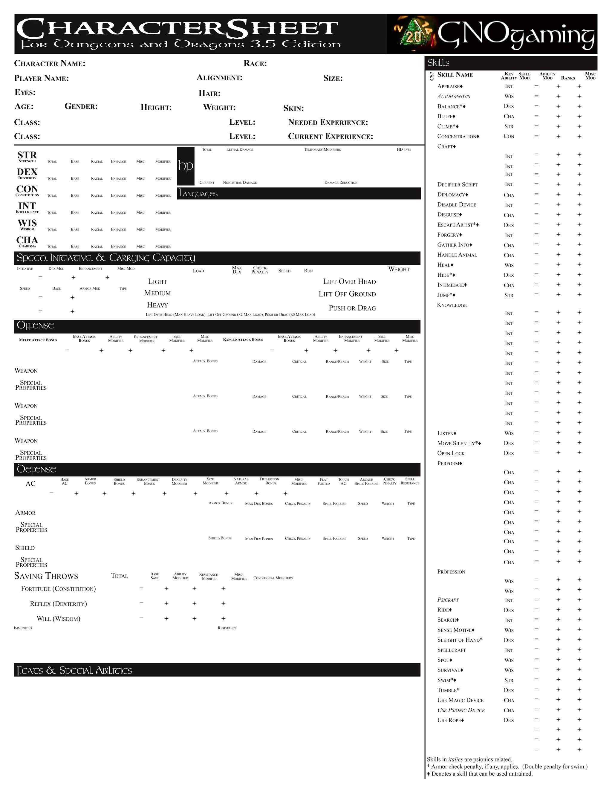 Character Sheet Lvl1monk | PDF