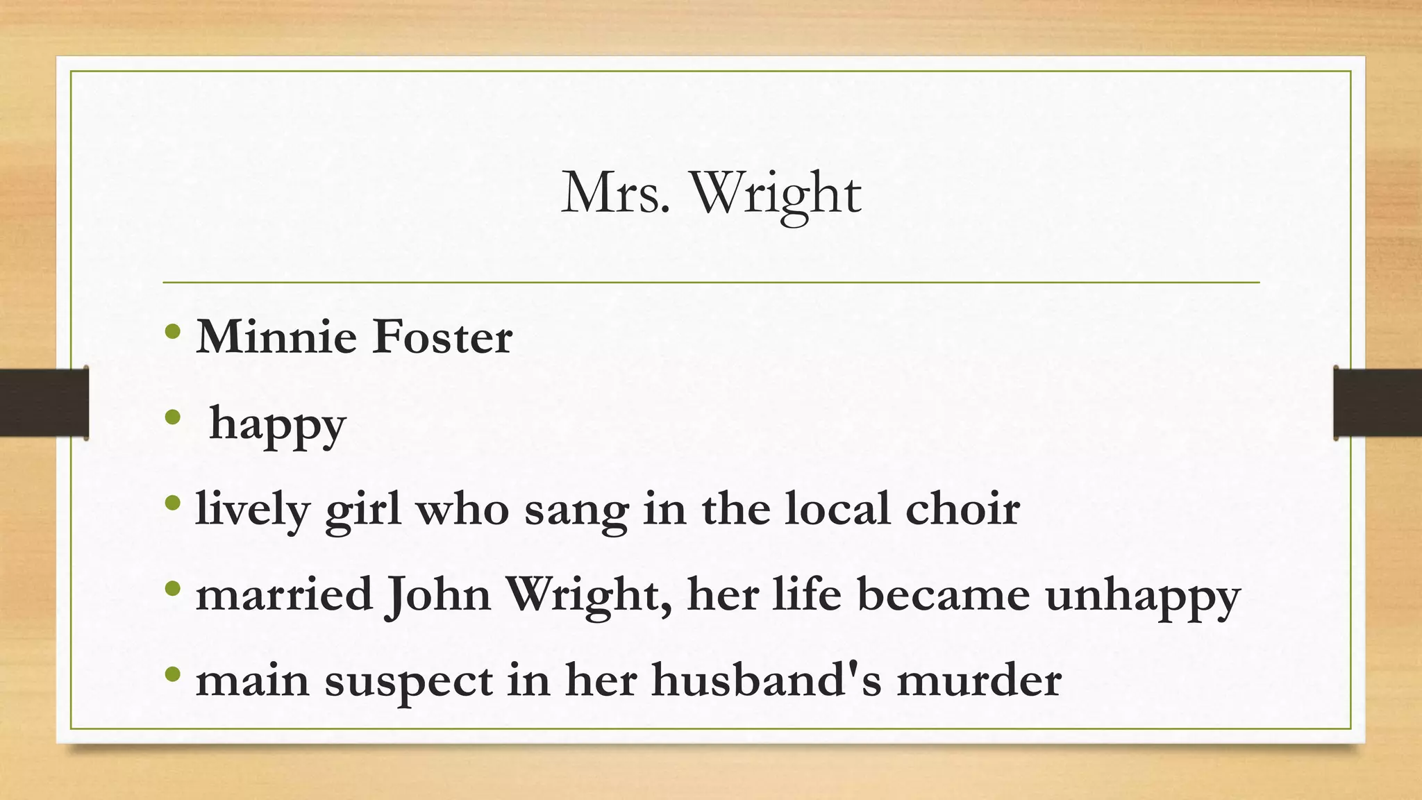 Characters in TRIFLES | PPTX