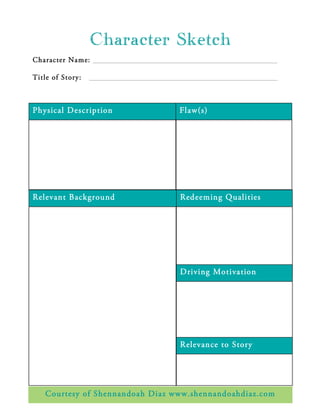 Character Sketch Template | PDF