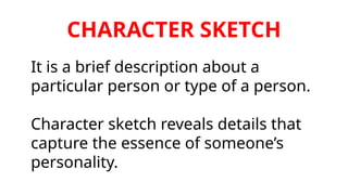 CHARACTER SKETCH for enhancement activities | PPTX