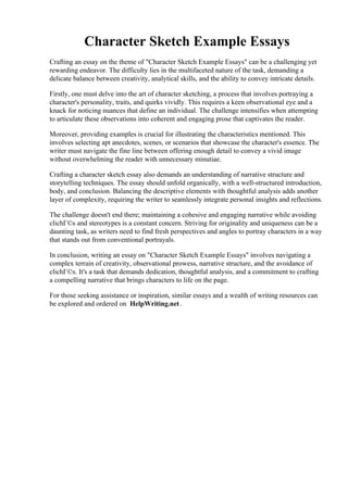 Character Sketch Example Essays | PDF